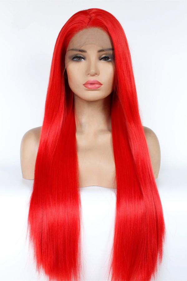 Truly Red Long Straight Lace Front Wig - Synthetic Wigs - BabalaHair