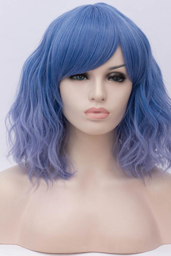 Gradient Periwinkle Blue Short Bob Non Lace Wefted Wig - Synthetic Wigs ...