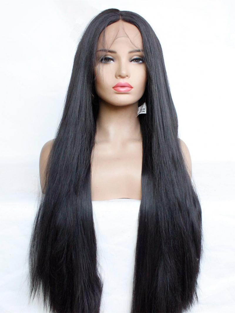 2# 26 Inch Hand Made Classic Black Long Straight Full Lace Wig ...