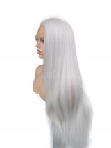 Pure White Long Straight Lace Front Wig - Synthetic Wigs - BabalaHair