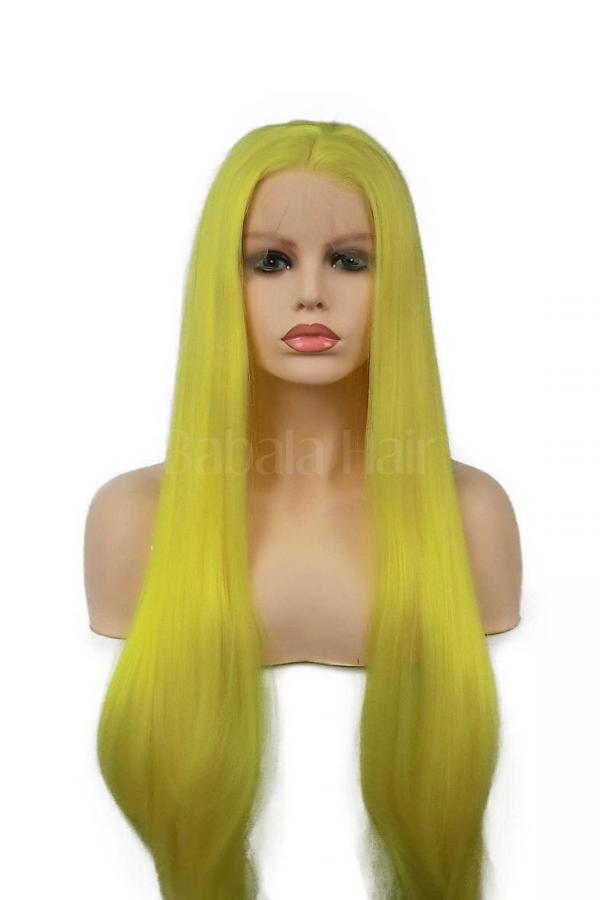Lemom Yellow Long Straight Lace Front Wig - Synthetic Wigs - BabalaHair