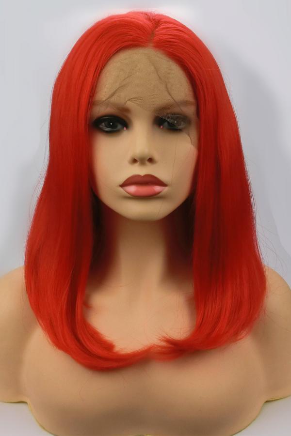 Flame Red Bob Lace Front Wig - Synthetic Wigs - BabalaHair